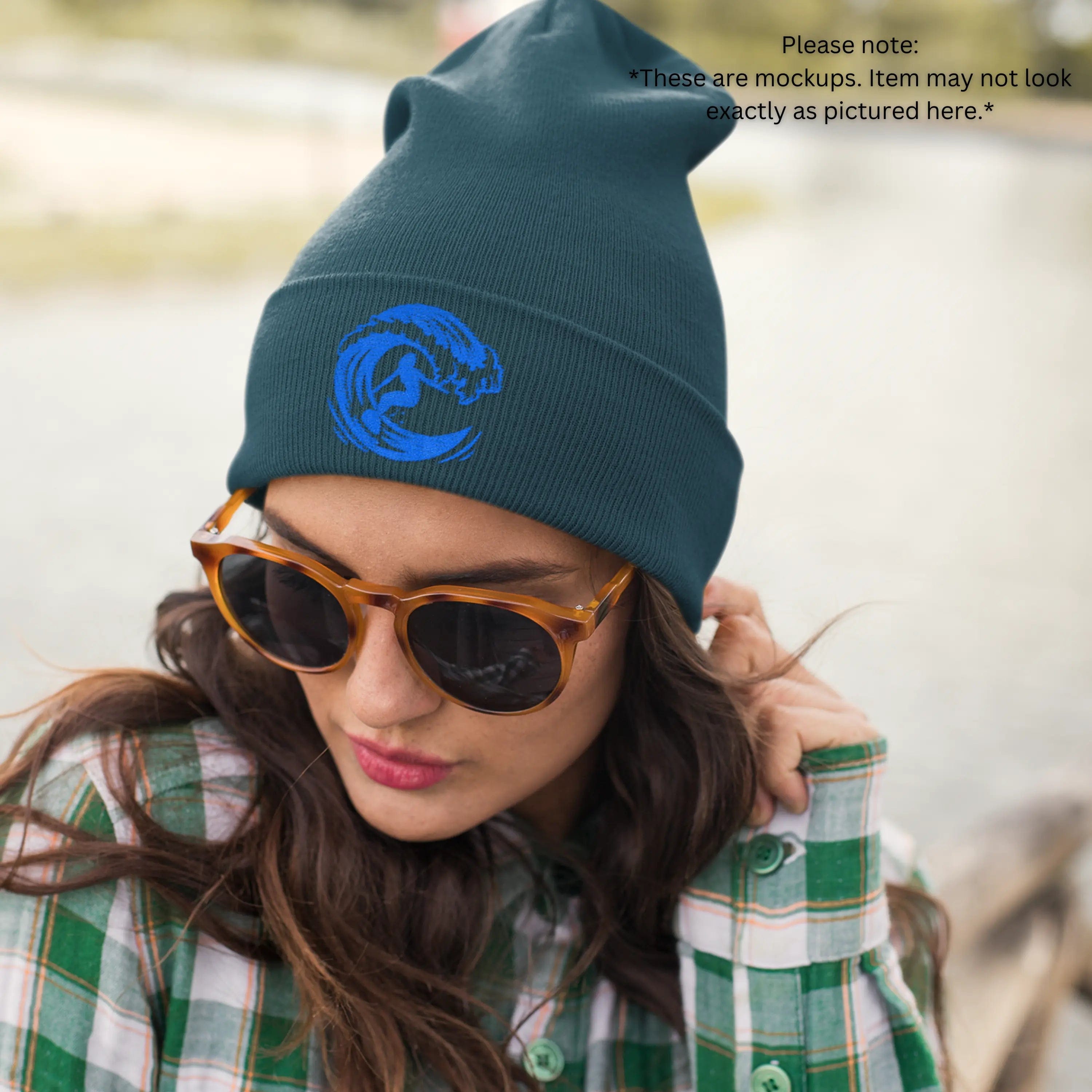 Surf's up Girl on a wave, Surf Lady Knit Beanie - Simply Sarahlee's